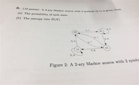 Solved 6 10 Points A 2 Ary Markov Source With 2 Symbols