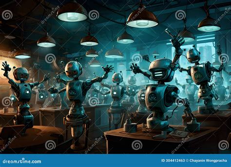 Animated Robotic Arms With Personalities Engaged In A Synchronized Dance Ai Generated Royalty