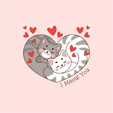 Premium Vector Cute Illustration Of Two Cats Forming A Heart Couple