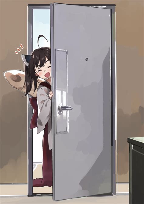 Safebooru 1girl D Ahoge Blush Brown Hair Closed Eyes Commentary