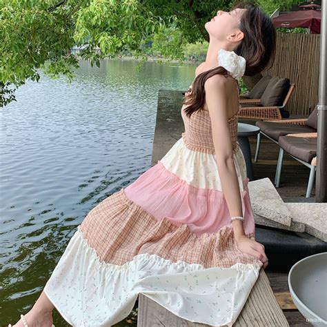 마이미미 빈티지플로랄 보헤미안 여름 민소매 나시 롱원피스 체크 플라워 캉캉스커트 A라인 바캉스 해외여행 에스닉 동남아 마이미미 휴양지룩