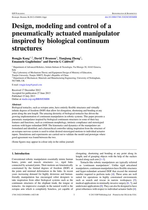 Pdf Design Modeling And Control Of A Pneumatically Actuated Manipulator Inspired By