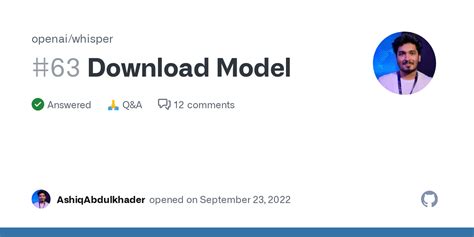 Download Model · Openai Whisper · Discussion 63 · Github