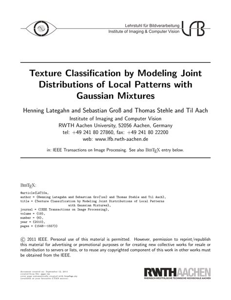 Pdf Texture Classification By Modeling Joint Distributions Of Local