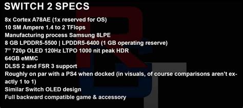 Nintendo Switch 2 Technical Specs Leaked 2025 Specifications John A Ellis