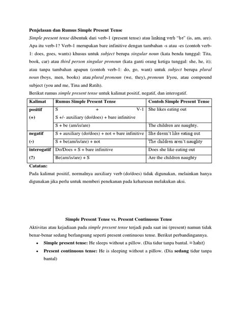 Penjelasan Dan Rumus Simple Present Tense Pdf