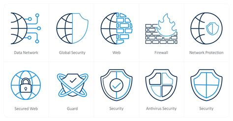 Premium Vector A Set Of 10 Security Icons As Data Network Global Security Web
