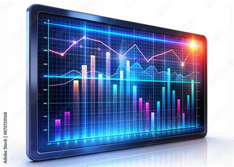 Digital Graph Displays Fluctuating Market Trends And Financial Data