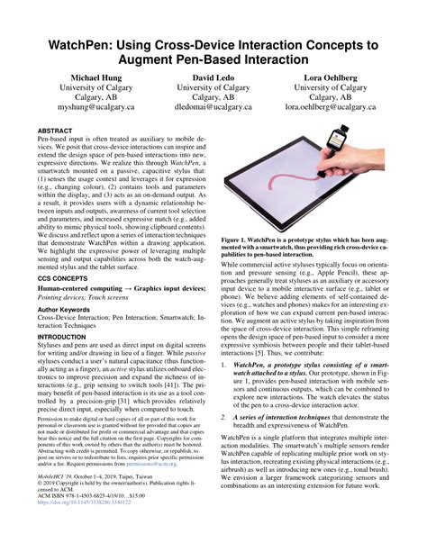Pdf Watchpen Using Cross Device Interaction Concepts To Augment Pen