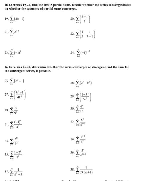 Solved In Exercises 19 24 Find The First 5 Partial Sums Chegg Com