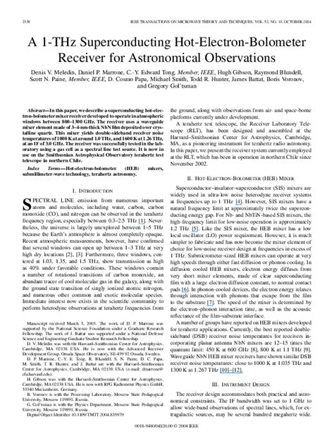 Pdf A 1thz Superconducting Hot Electron Bolometer Receiver For Astronomical Observations