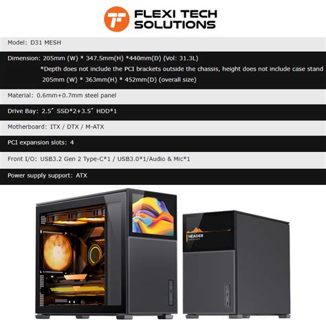 Jonsbo D Standard Screen Matx Pc Desktop Case With Display Screen Black White