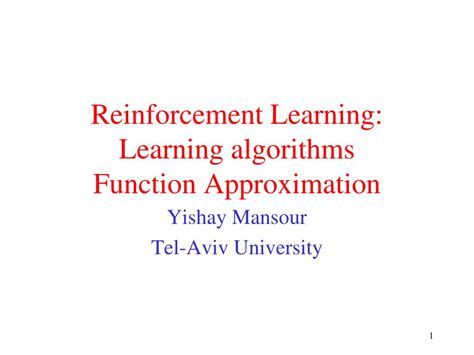 Ppt Reinforcement Learning Learning Algorithms Function