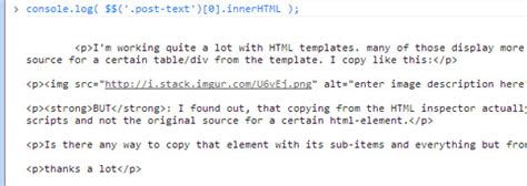jquery chrome html inspector copy original source and not modified