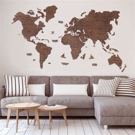 Go For Blank Natural Oak 2d Map And Skip Labelling Oceans Map Wall