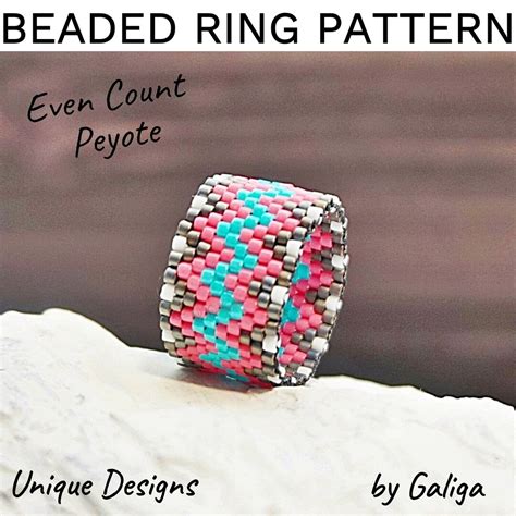 Even Peyote Ring Pattern Pastel Blue Pink Beaded Ring Making Instant