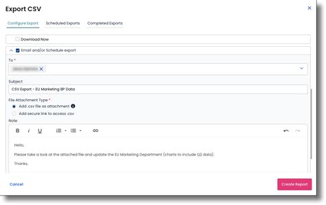 Exporting Multiple Business Process Or Data Inventory Records In A Customized Csv File Format