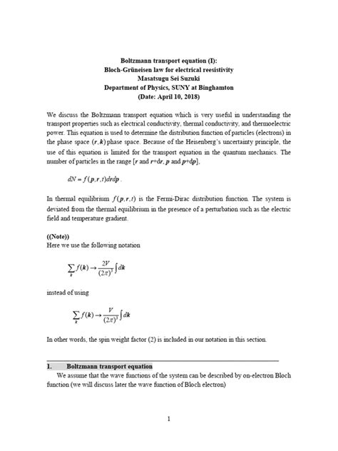 14 1 Boltzmann Transport Equation Pdf Phonon Wave Function