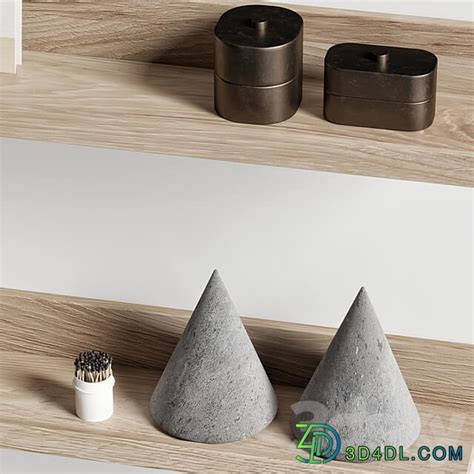 دانلود آبجکت Decorative Set 050 Bookshelf 3d Models مرجع دانلود آبجکت