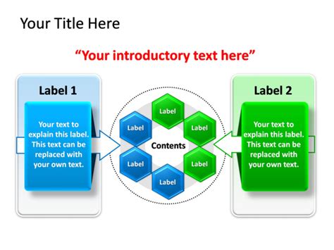 PowerPoint Slide Diagram Text Box Blue Hexagons TG CrystalGraphics Com
