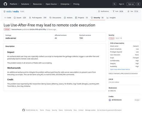 Redis Lua Use After Free May Lead To Remote Code Execution 漏洞信息cve