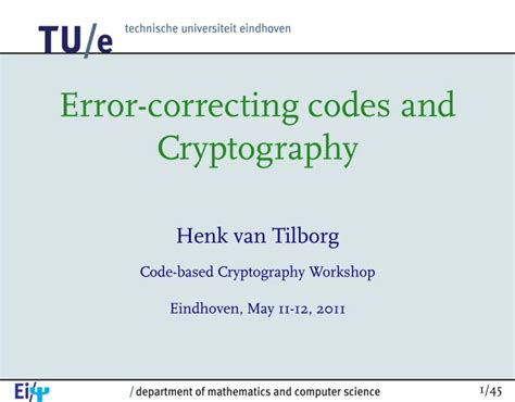 Ppt Error Correcting Codes And Cryptography Henk Van Tilborg