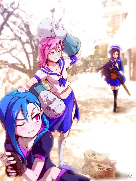 Jinx Caitlyn And Vi League Of Legends Drawn By Phantom Ix Row Danbooru