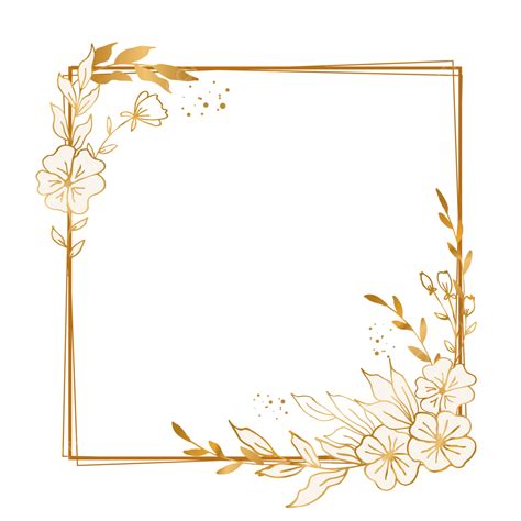 Gold Square Border With Floral Corner Wreath Vector Floral Corner