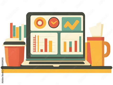 Data Analysis Dashboard Office Workspace Digital Visualization Modern Environment Overhead View