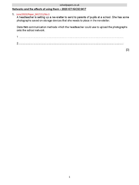 2023 Networks And The Effects Of Using Them Igcse Ict 0417 Pdf