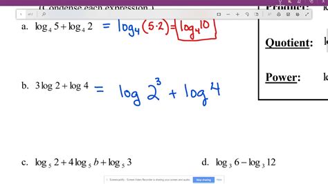 Condensing And Expanding Logarithms