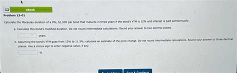 Solved Calculate The Macaulay Duration Of A 9 1 000 Par