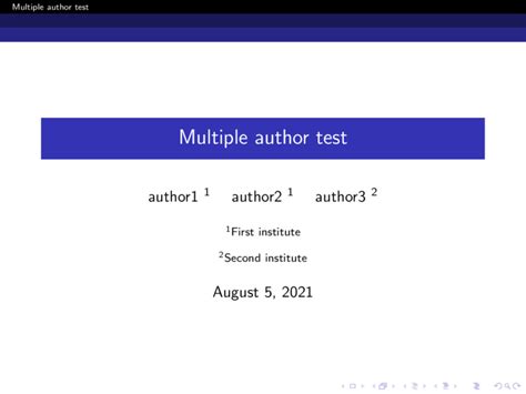 Inserting Multiple Authors With Different Affiliations Latex Beamer