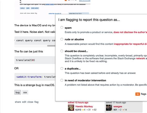 Scroll Bar Overlaps The Flag Prompt Meta Stack Overflow