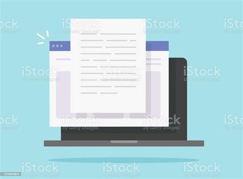 노트북 컴퓨터 아이콘에 디지털 텍스트 콘텐츠 온라인 벡터를 작성하거나 pc 평면 일러스트레이션 카피 라이팅 또는 텍스트 파일