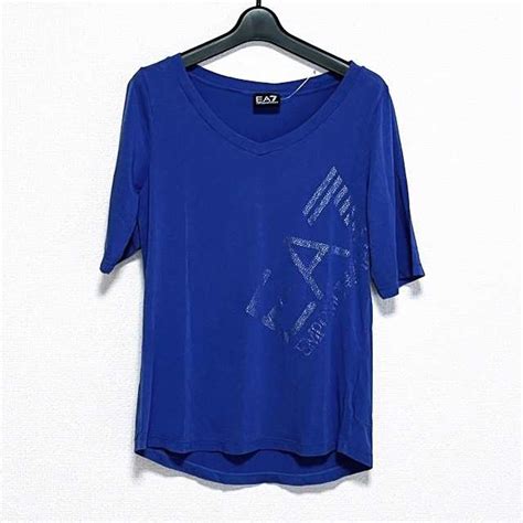 エンポリオアルマーニ Emporioarmani 半袖tシャツ サイズs レディース ブルー Vネック【中古】20230907の通販はau