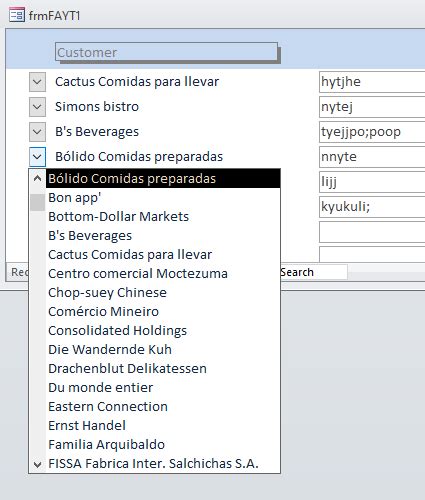 Find As You Type FAYT Combo Example For Continuous Form Datasheet