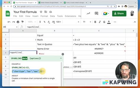 Your First Formula In Google Sheets