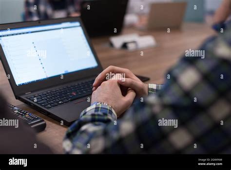 Software Developer Writing Programming Code On Laptop Computer Stock Photo Alamy