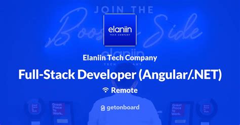 Full Stack Developer Angular NET At Elaniin Tech Company Remote