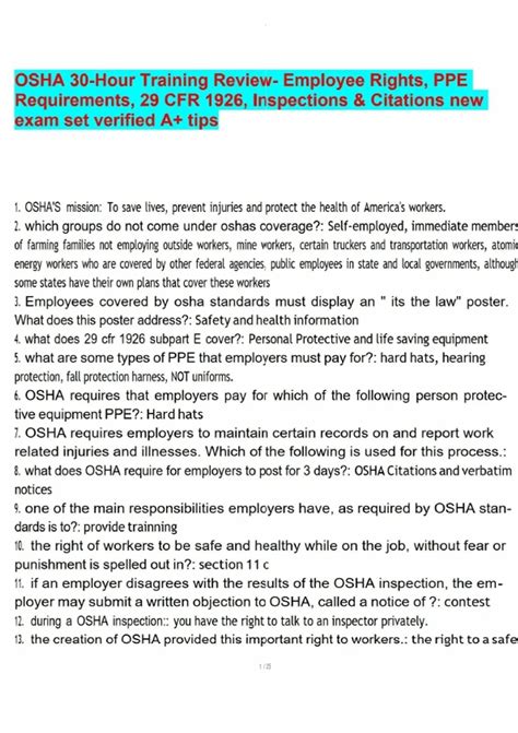 Osha 30 Hour Training Review Employee Rights Ppe Requirements 29 Cfr