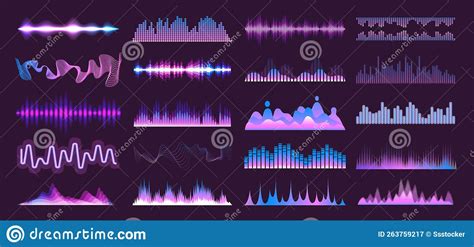 Volume Spectrum Collection Multicolored Audio Range Effect Rainbow Music Signal Diagram Vivid