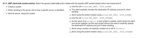 Solved 27 1 Udp Client Side Socket Actions Match The