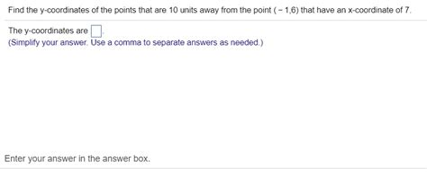 Solved Find The Y Coordinates Of The Points That Are 10 Chegg Com