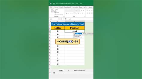Use Code Function To Find Position Number Of Letter In Microsoft