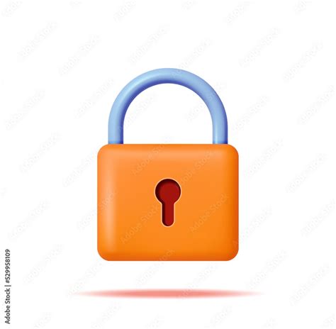 3d Orange Padlock Isolated On White Render Pad Lock Icon With Keyhole Concept Of Security