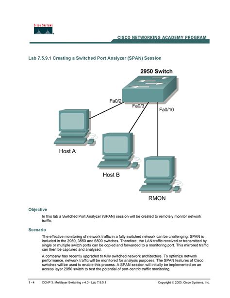 Creating A Switched Port Analyzer Span Session Lab Creating A Switched Port Analyzer