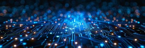 An Abstract Circuit Board With Glowing Blue And Orange Nodes Is Shown In The Illustration Stock