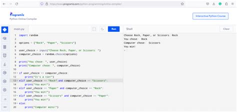 rock paper scissors game in python codingal