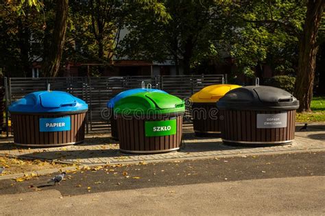 Containers For Garbage Segregation Katowice Poland Stock Image Image Of Ecological